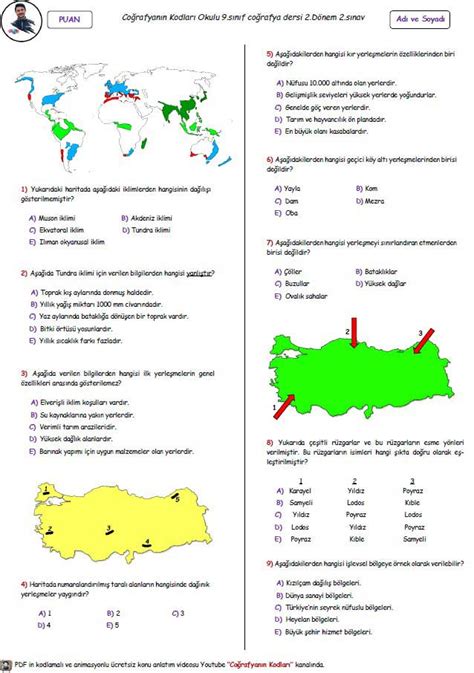 Coğrafyanın Kodları 9 sınıf Coğrafya 2 Dönem 2 Yazılı Hazırlık PDF
