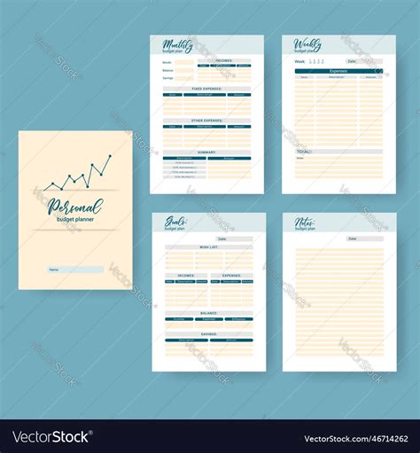 Printable Personal Monthly Budget Planner Vector Image