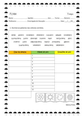 4 Dias da semana Português PLE apostilas pdf doc