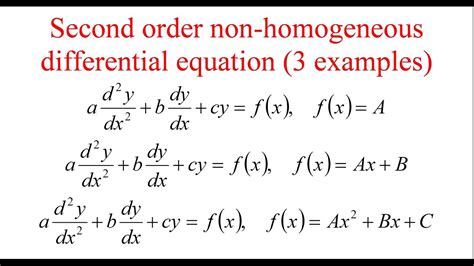 Second Order Non Homogeneous Differential Equation YouTube