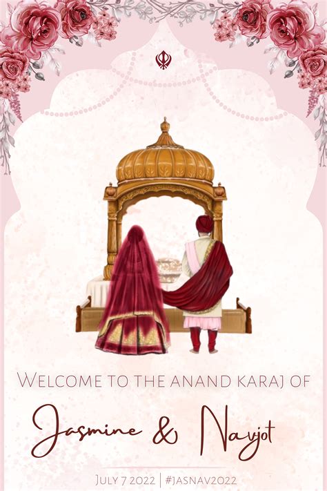 Indian Wedding Welcome Sign Anand Karaj Sign Custom Wedding Signage