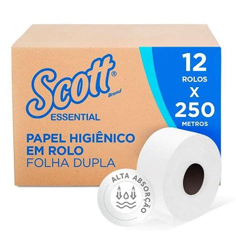 Papel Higienico Rolo Scott Essential Folha Dupla 250m Caixa 12