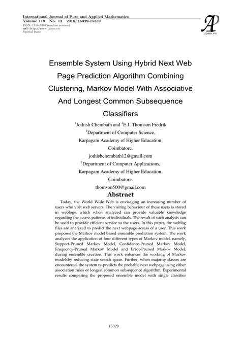 pdf ensemble system using hybrid next web page prediction algorithm combining clustering