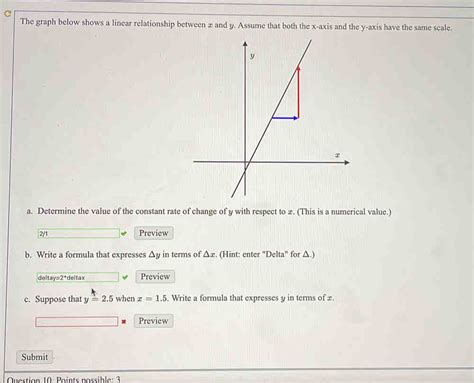 the graph below shows a linear relationship between x and y assume that both the x axis a [algebra]