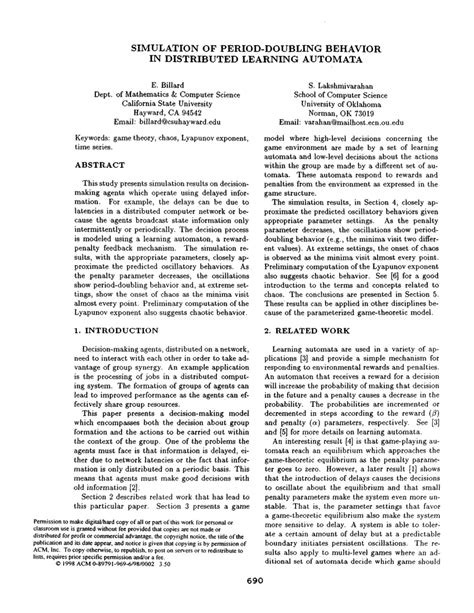 pdf simulation of period doubling behavior in distributed learning automata