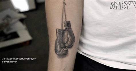 Micro Realistic Boxing Gloves Tattoo Done On The Inner
