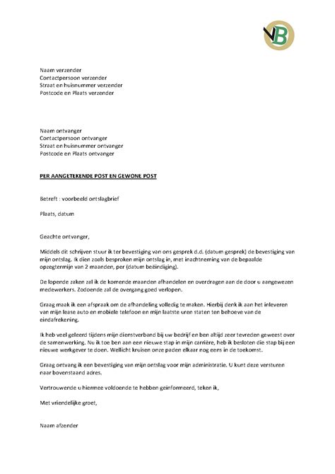 Opzegbrief Werk Gratis Professionele Voorbeeld Brieven