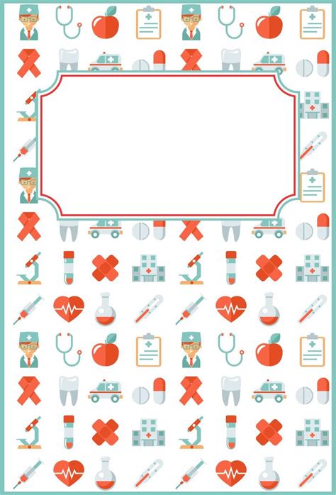 An Image Of Medical Icons On A Blue And White Background With Place For