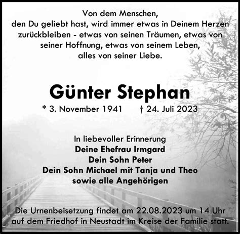 Günter Stephan Traueranzeige Sächsische Zeitung