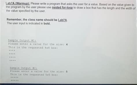 solved lab7a warmup please write a program that asks the