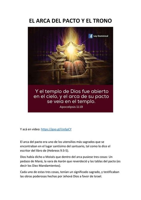 El Arca Del Pacto Y El Trono De Dios PDF Descarga Gratuita