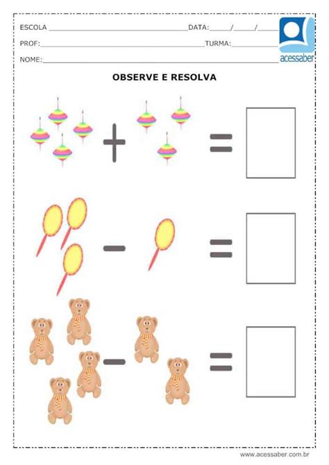 Situações problema de matemática Soma e subtração 2º ano Acessaber