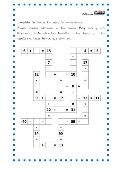 Crucigrama De Sumas Y Restas Para Tercer Grado Kulturaupice Otosection
