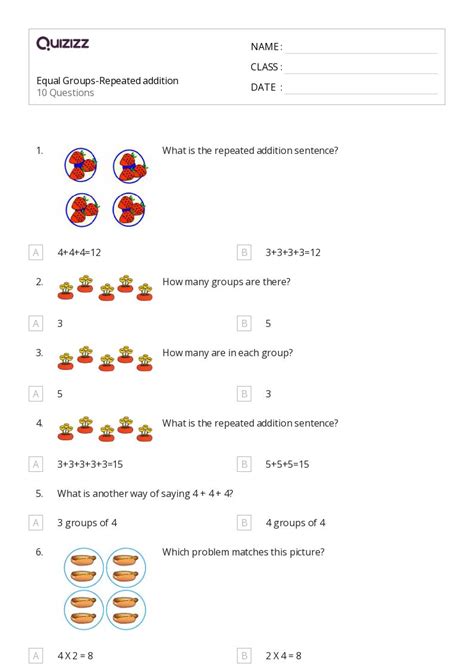 Repeated Addition Worksheets For Rd Grade On Quizizz Free
