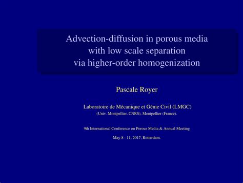 pdf advection diffusion in porous media with low scale separation via higher order homogenization