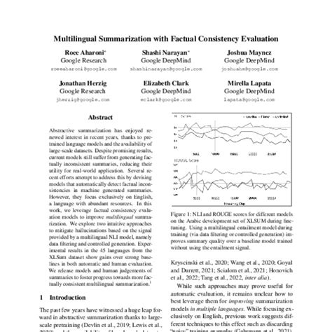 multilingual summarization with factual consistency evaluation acl anthology