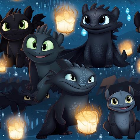 Cómo entrenar a tu dragón dibujos animados de patrones sin fisuras