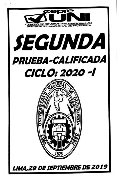 Segunda Prueba Cepre UNI 2020 1 Prueba De Seleccion Studocu