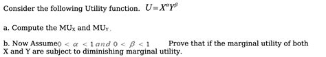 solved consider the following utility function u xαyβ a