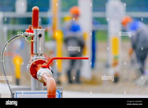 Shut Off Valve On The Pipe Under Pressure Maintenance Of The Gas