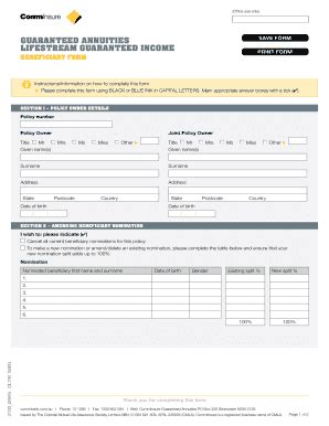Fillable Online Commbank Beneficiary Form Commonwealth Bank Of