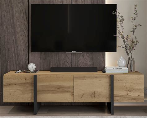 Szafka RTV Loft Industrialna Nowoczesna Komoda RTV Dąb Wotan Mat 180 cm