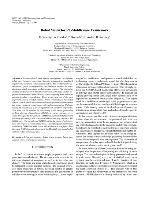 pdf robot vision for rt middleware framework