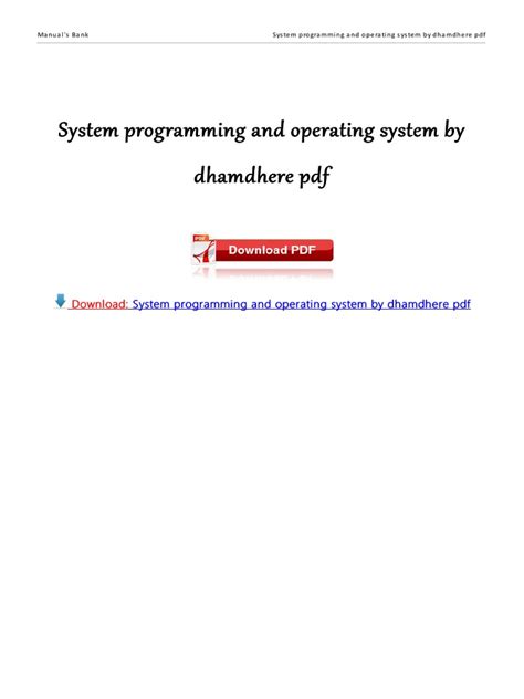 system programming and operating system by system programming and operating system by dhamdhere