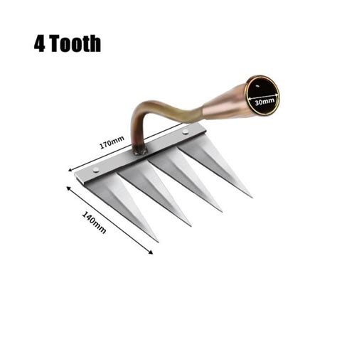 4 Tooth No Lever Houe de jardinage en fer râteau de désherbage outils