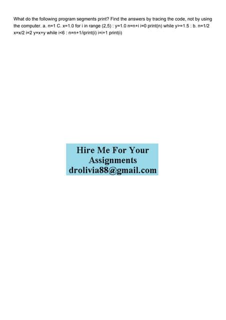 what do the following program segments print find the answe pdf