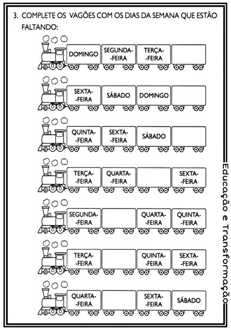 Matemática calendário e dias da semana Atividade para trabalhar
