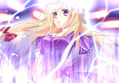 Yakumo Yukari Blonde Hair Ribbons Sexy Cute Girl Anime Touhou