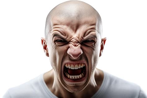 Premium Photo Aggressive Screaming Man Isolated On White Background