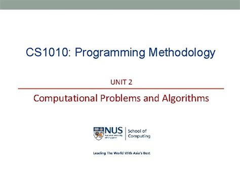 cs 1010 programming methodology unit 2 computational problems