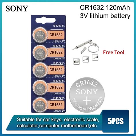 5PCS Sony Original CR1632 Button Cell Battery 3V Lithium Batteries CR