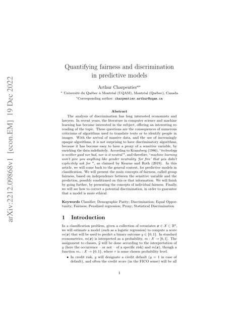 pdf quantifying fairness and discrimination in predictive models