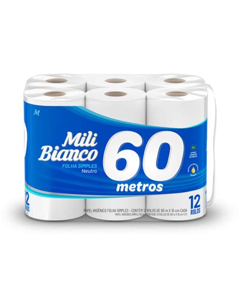 Papel Higiênico Mili Bianco Folha Simples 60m Goiânia GO