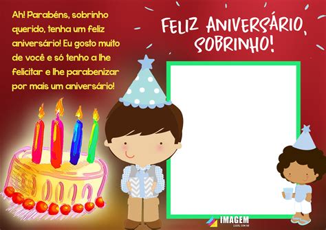 Moldura Grátis Feliz Aniversário para Sobrinho Frase Imagem Legal