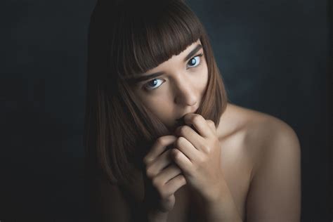 Women Bare Shoulders Portrait Esteban Montoya Face Simple