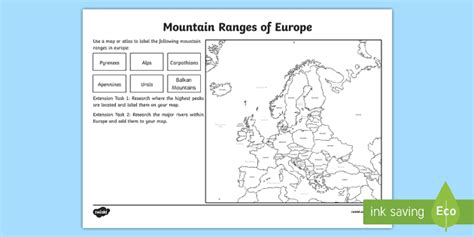 Physical Map Of Europe Rivers And Mountains Labeled