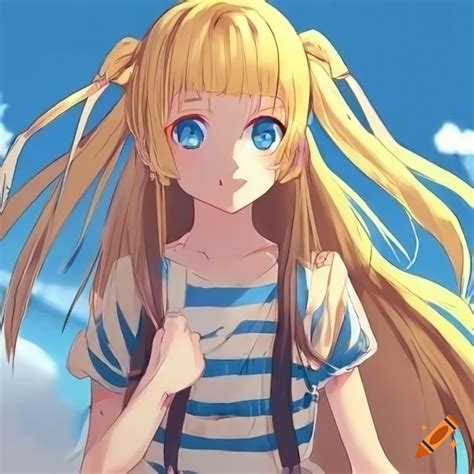 Blond Anime Girl With Blue Eyes And Pigtails