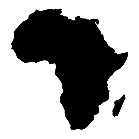 Detailed Map Of Africa Continent In Black Silhouette Vector Art