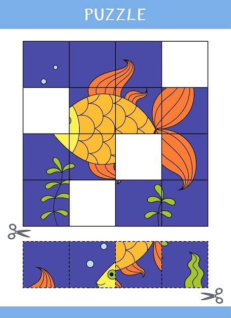 Puzzle F R Kinder Vektor Arbeitsblatt Ausschneiden Und Kleben Premium
