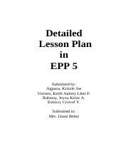 Detailed Lesson Plan In EPP 5 Docx Detailed Lesson Plan In EPP 5