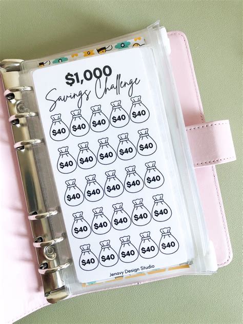 1000 Dollars Savings Challenge Dashboard Divider A6 Budget Binder Money