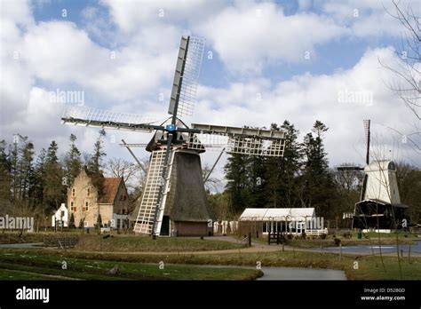 Poldermolen From Noordlaren In Dutch Open Air Museum In Arnhem Stock