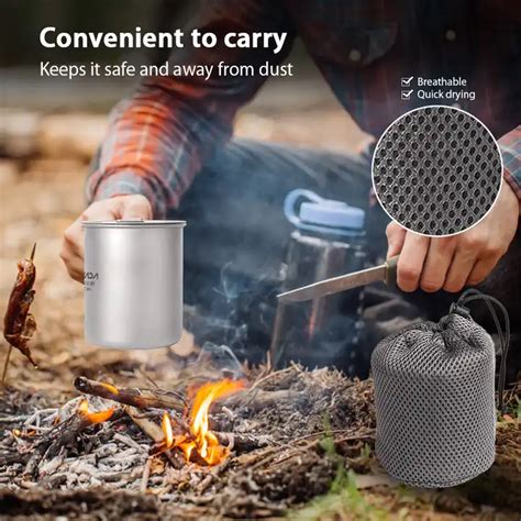 Lixada 450ml 550ml Lightweight Titanium Water Cup With Lid Coffee Cup