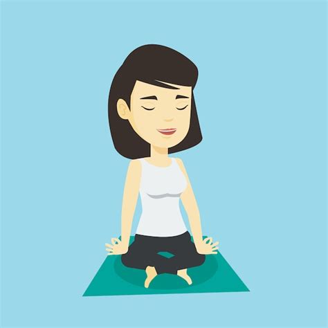 Mujer Meditando En Postura De Loto Vector Premium