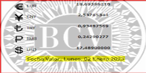 BCV Cambio referencial y para transacciones desde el sábado 31 al LUNES