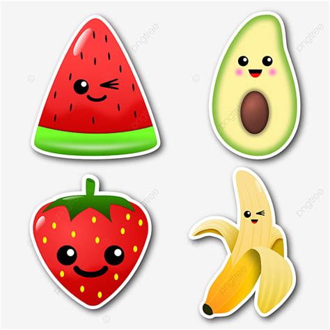 Kawaii Fruit Clipart Transparent Background Kawaii Stickers Of Fruits